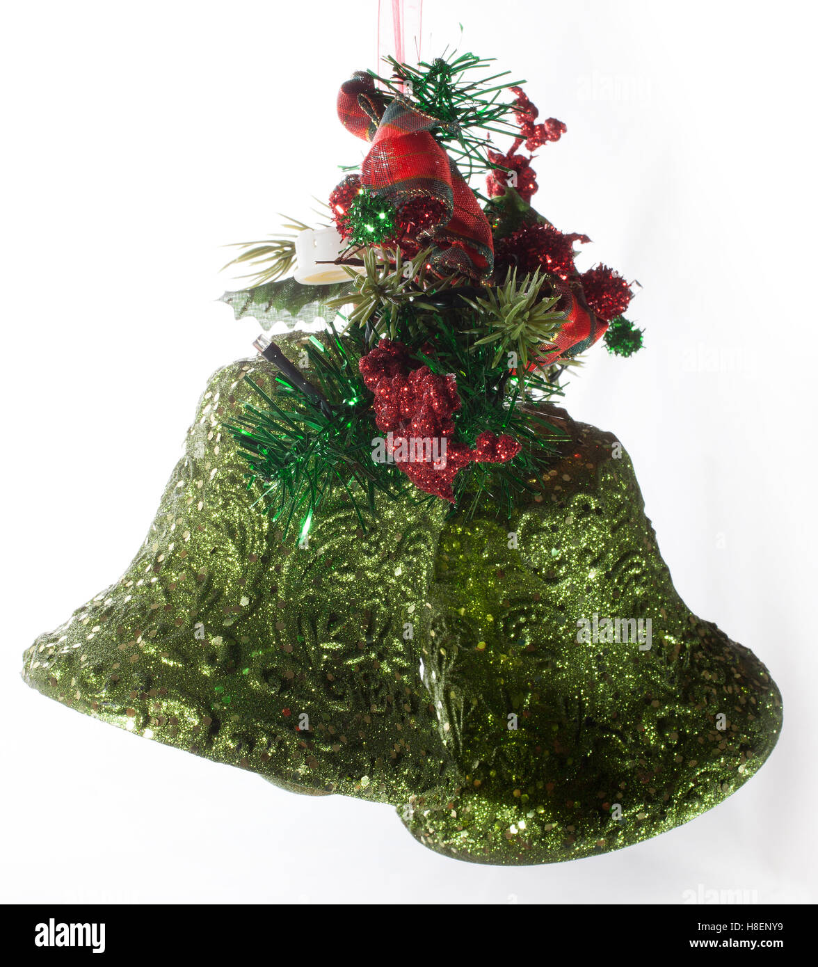 Pair of green bells that are isolated on a white background Stock Photo ...