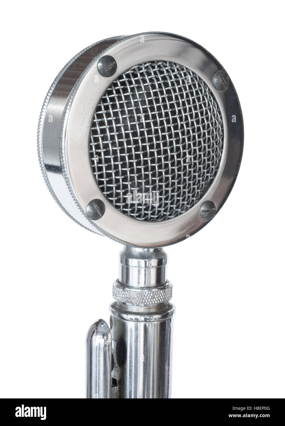 Metal microphone with a mesh cover isolated on white Stock Photo - Alamy