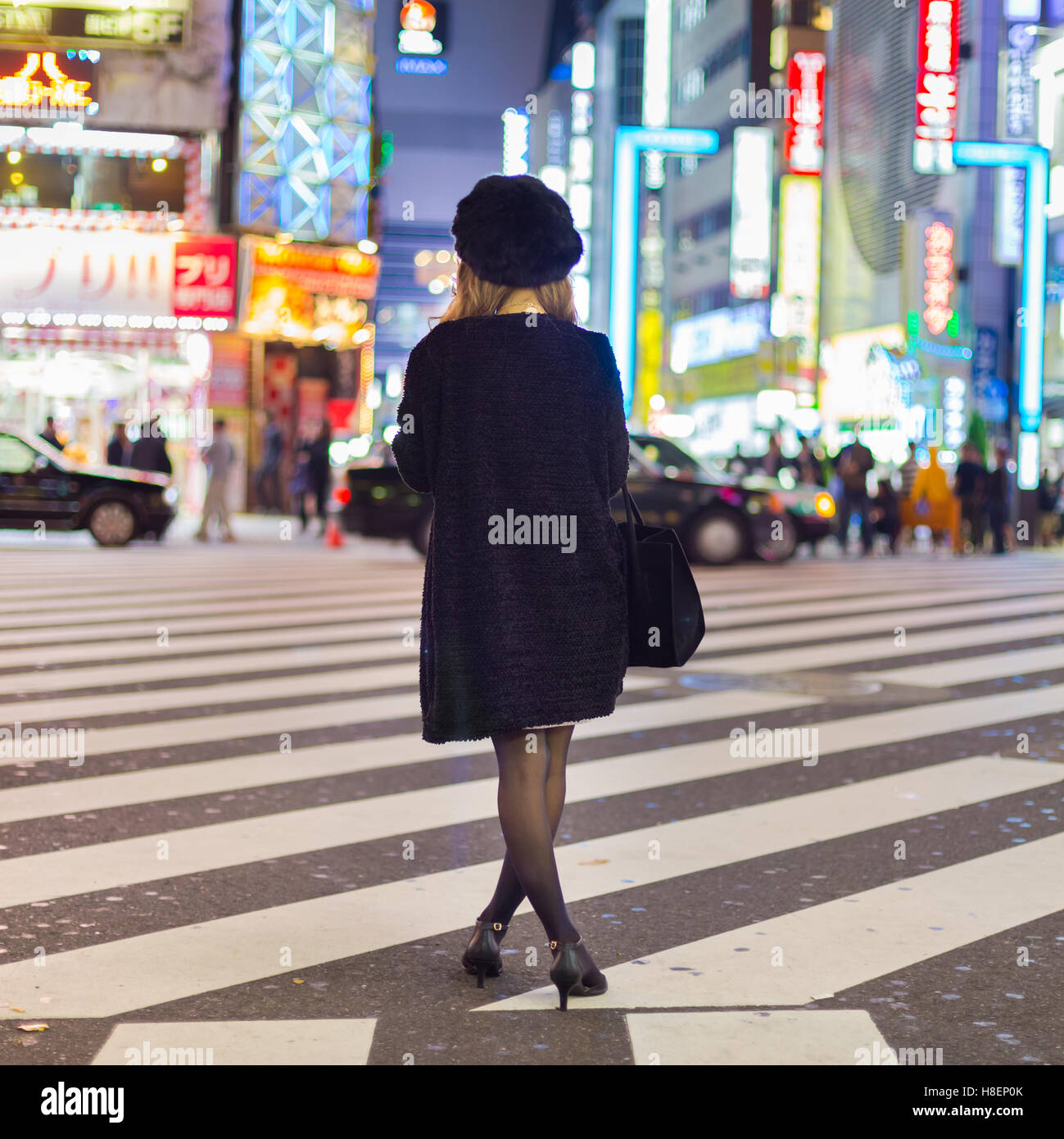 Japan night city woman hi-res stock photography and images - Alamy