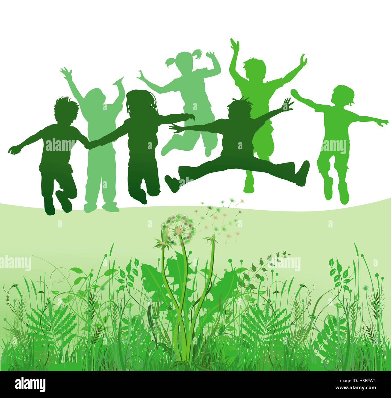 Children playing on a meadow Stock Photo - Alamy