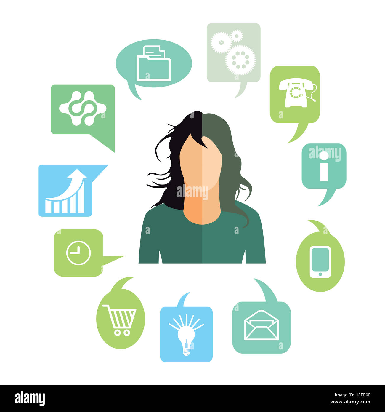 Businesswoman with work tasks, symbols Stock Photo - Alamy