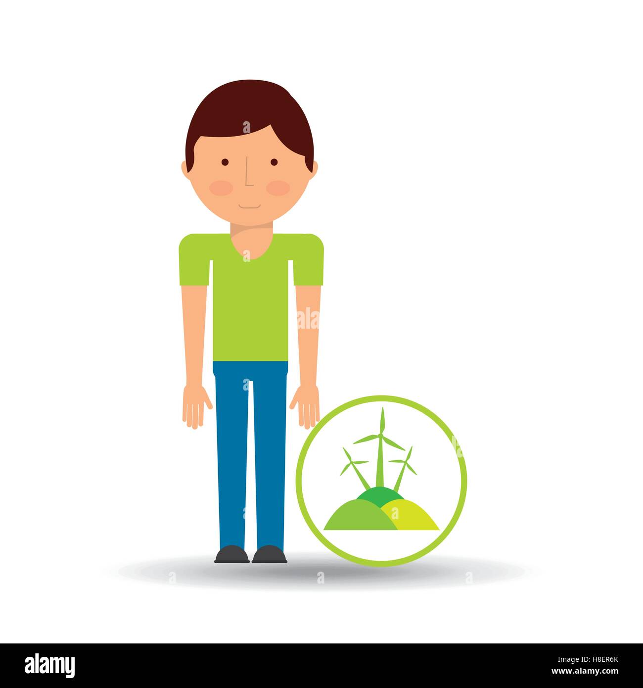 Boy cartoon save earth icon hi-res stock photography and images - Alamy