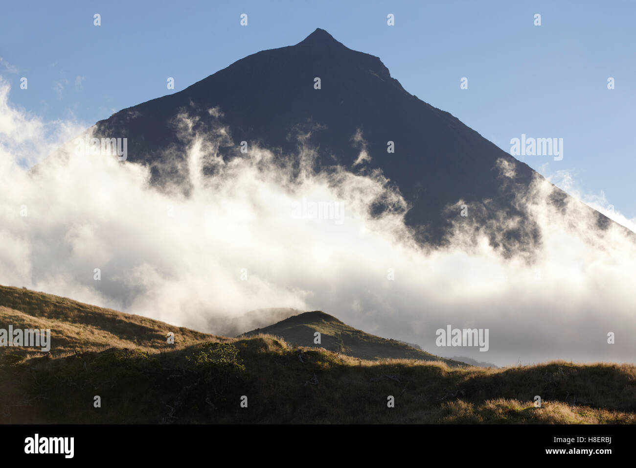 Pico island landscape with mountain and clouds. Azores. Portugal ...