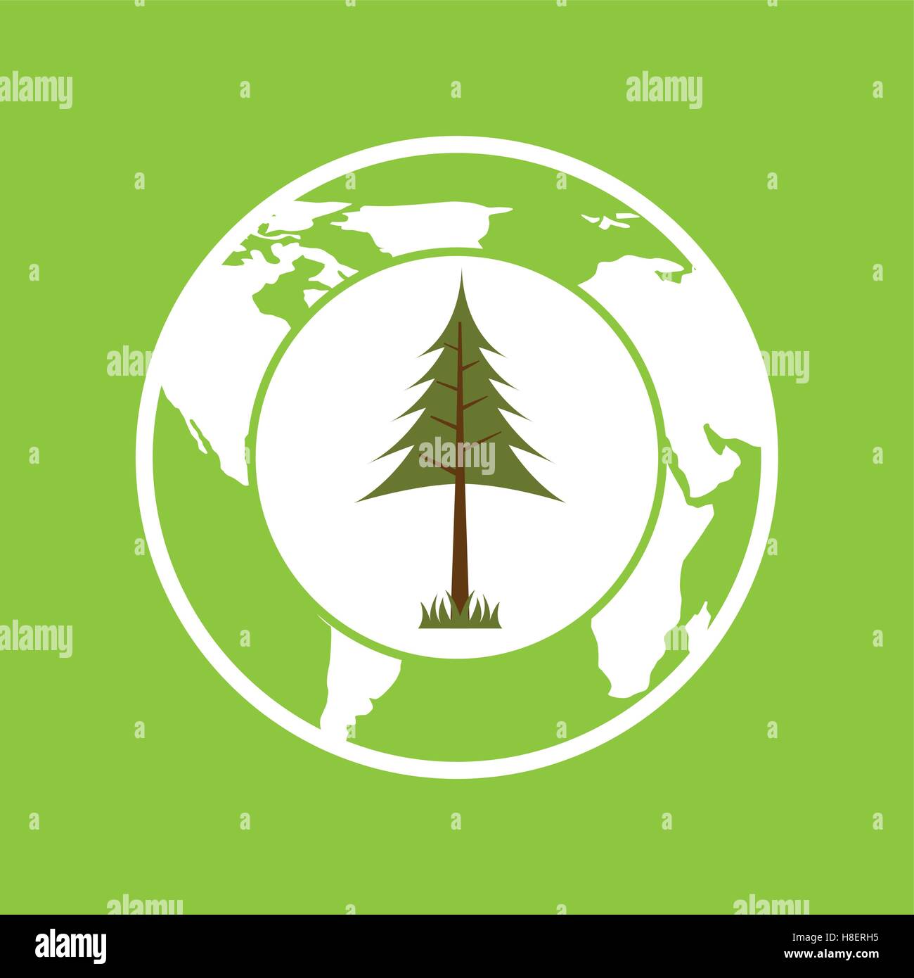 planet earth ecology pine tree icon vector illustration eps 10 Stock ...
