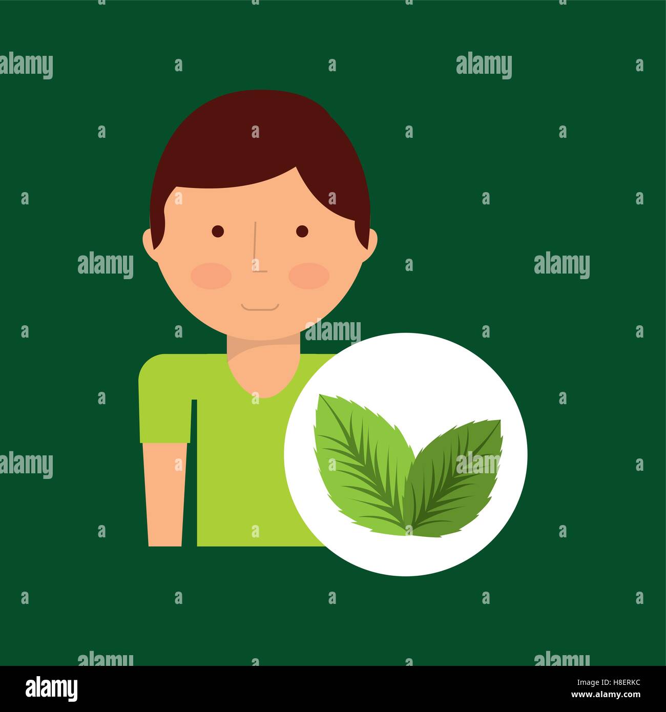 boy cartoon save earth icon leaf plants vector illustration eps 10 ...