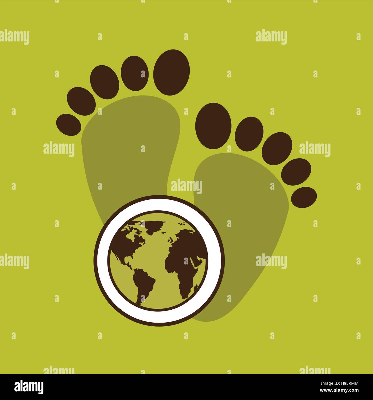 map earth environment ecological green footprints vector illustration ...