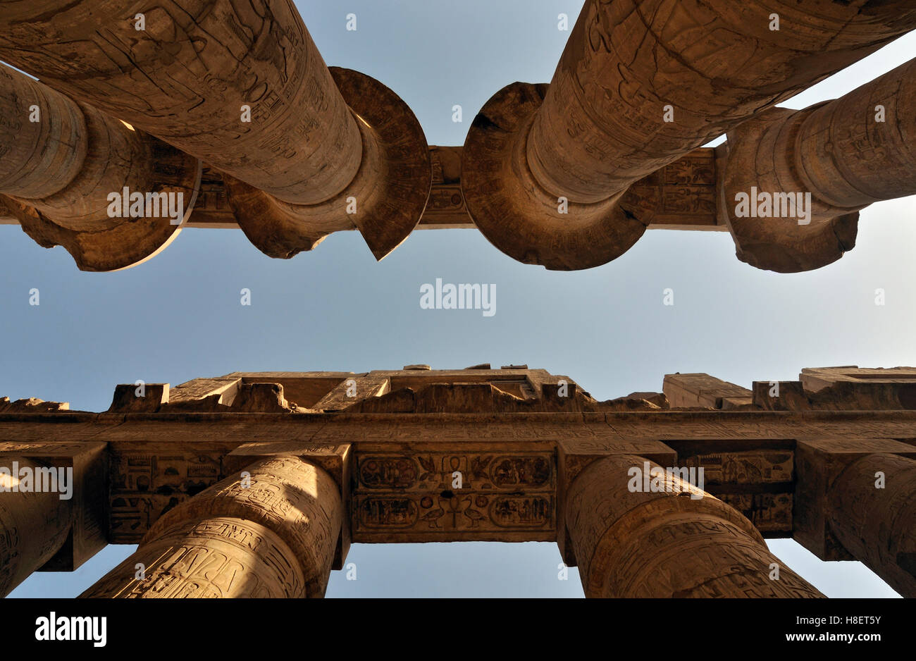 Colossal papyrus columns of Great Hypostyle Hall, precinct of Amun-Re ...