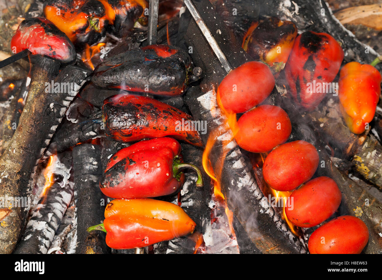 fried vegetables on a fire Stock Photo - Alamy
