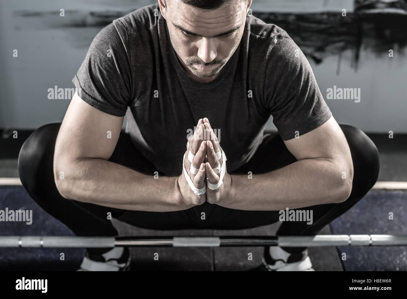 Preparation before training in gym Stock Photo - Alamy