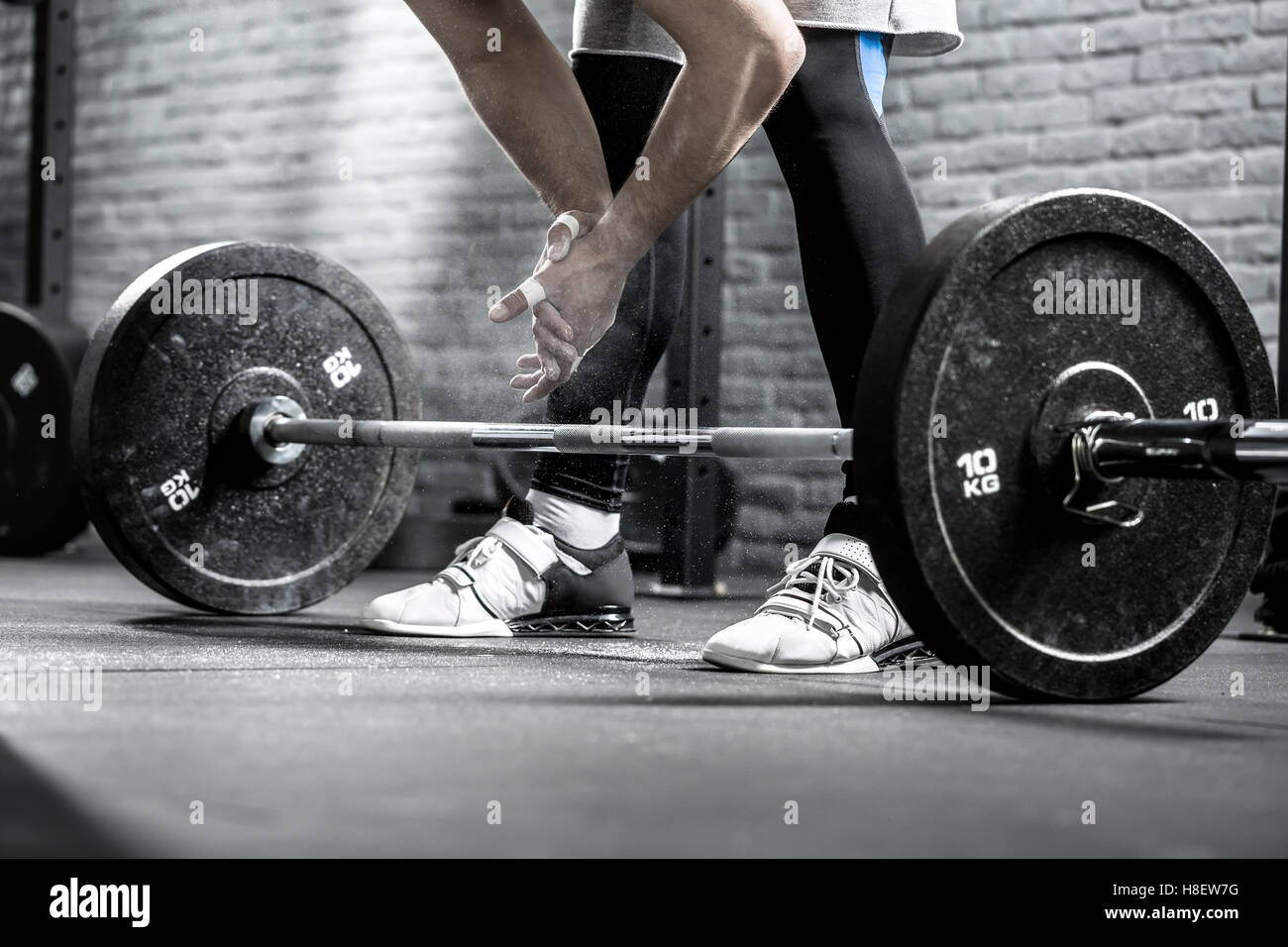 Workout with barbell Stock Photo - Alamy