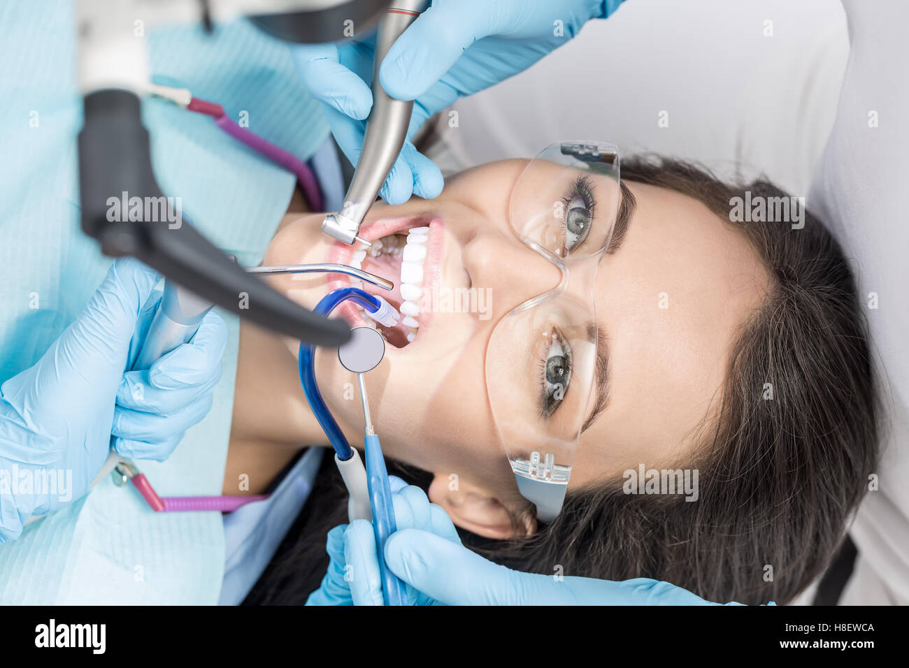 Girl at dentist's office Stock Photo - Alamy