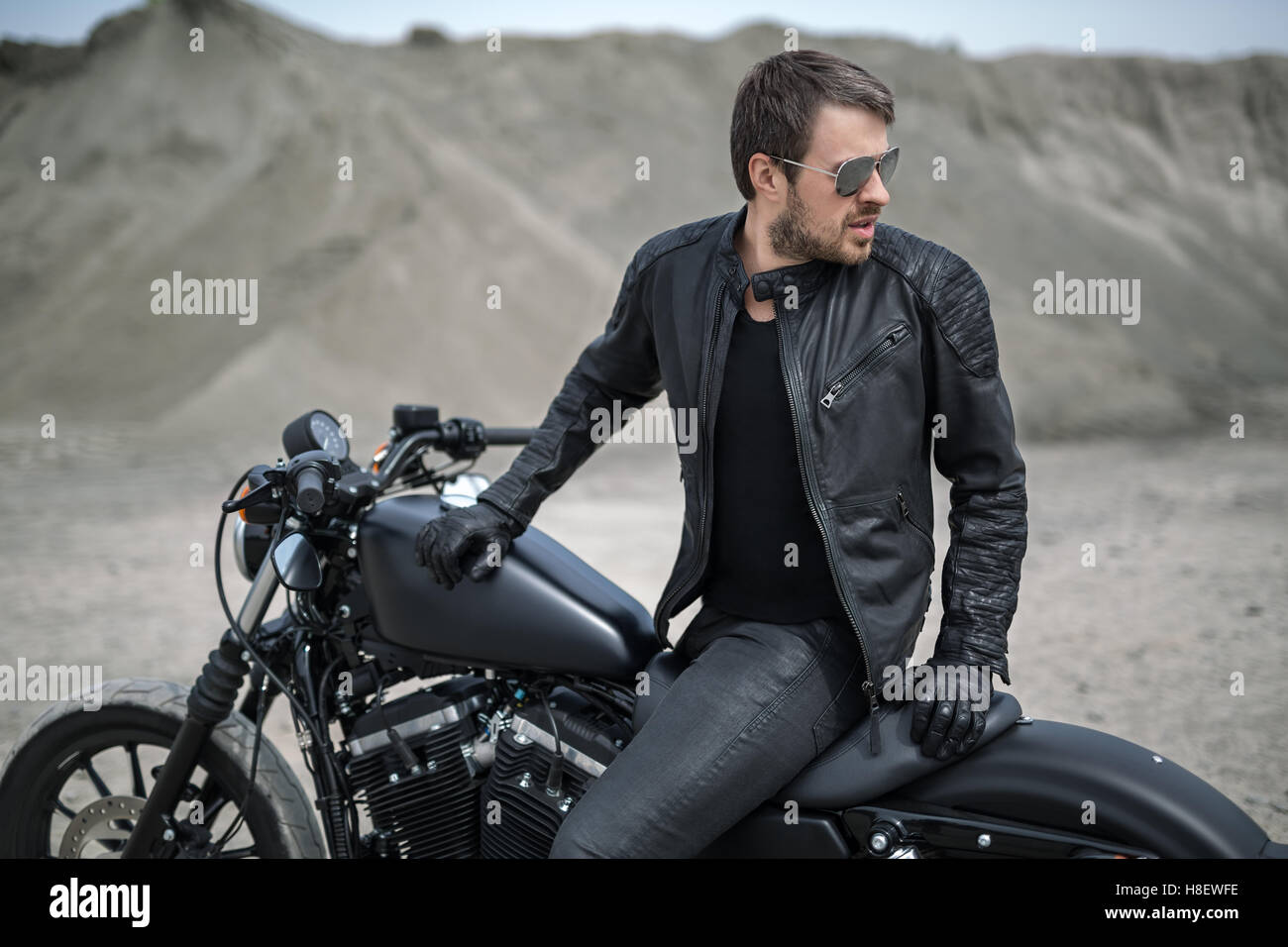 Bearded motorcyclist hi-res stock photography and images - Alamy