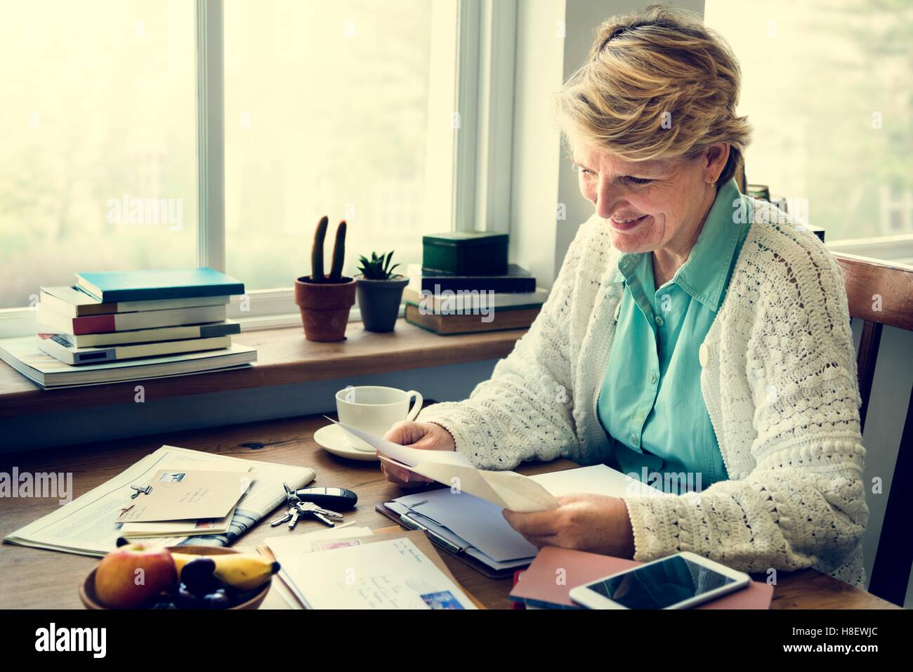 Senior Adult Reading Letter Concept Stock Photo - Alamy
