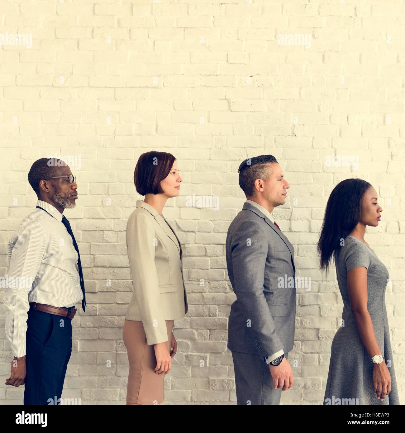 Business People Line up Waiting Standing Concept Stock Photo - Alamy