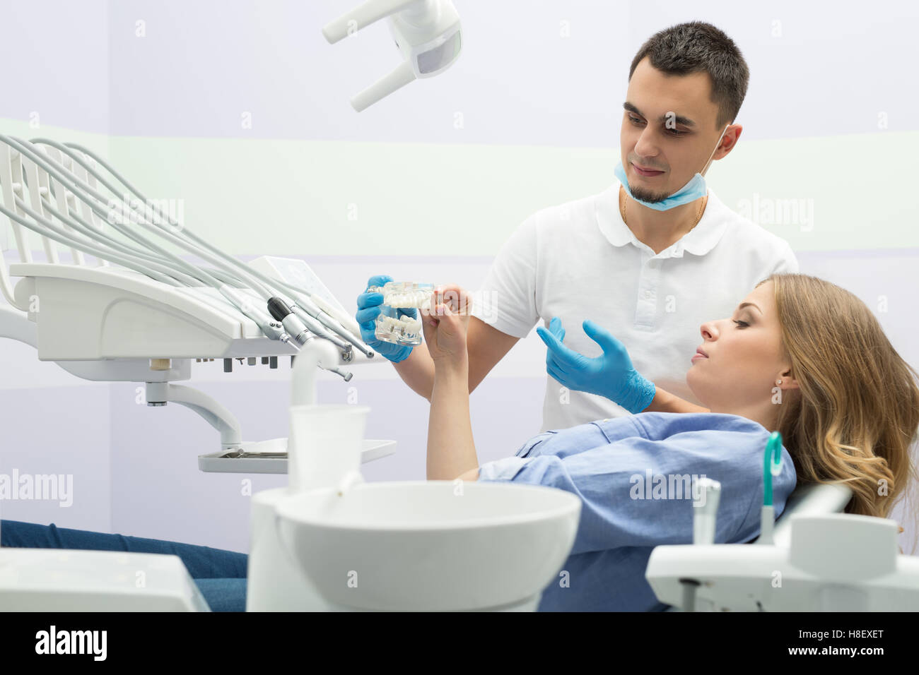 Dentist and patient Stock Photo - Alamy