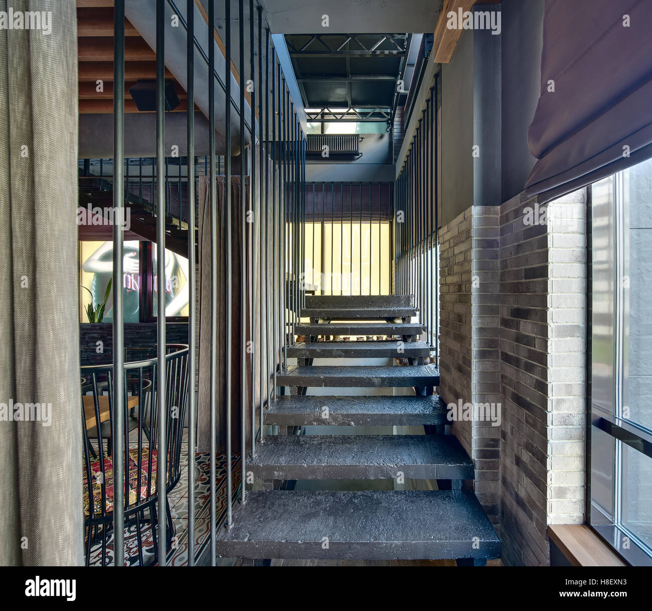 Stair in restaurant Stock Photo - Alamy