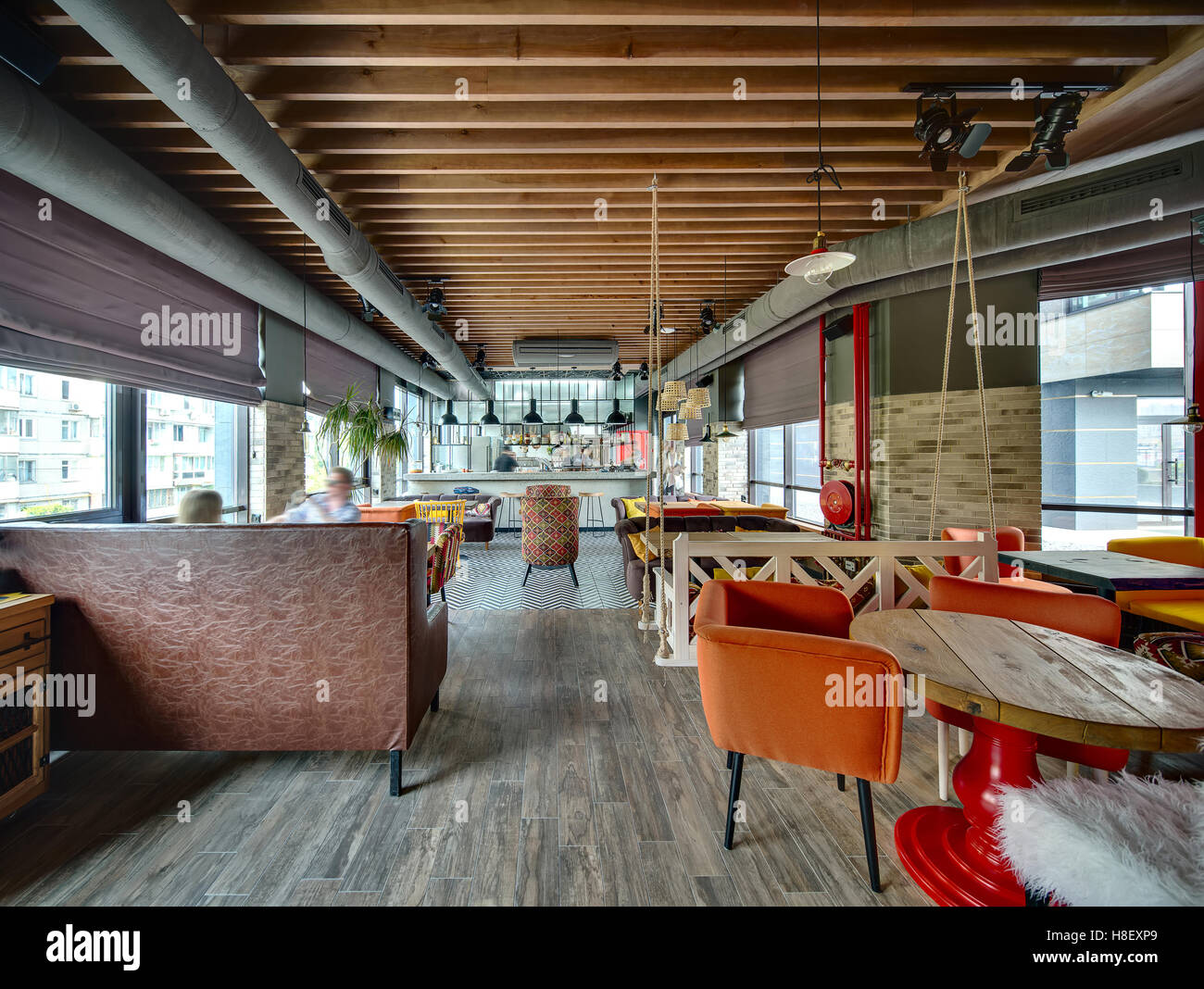 Restaurant with open kitchen Stock Photo - Alamy