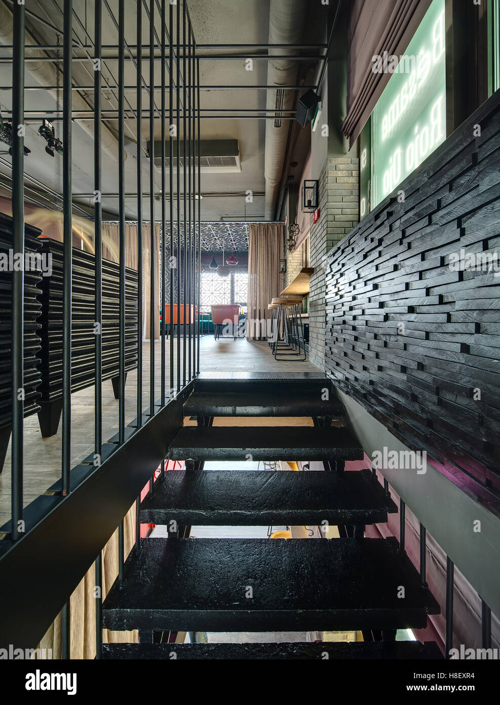 Stair in restaurant Stock Photo - Alamy