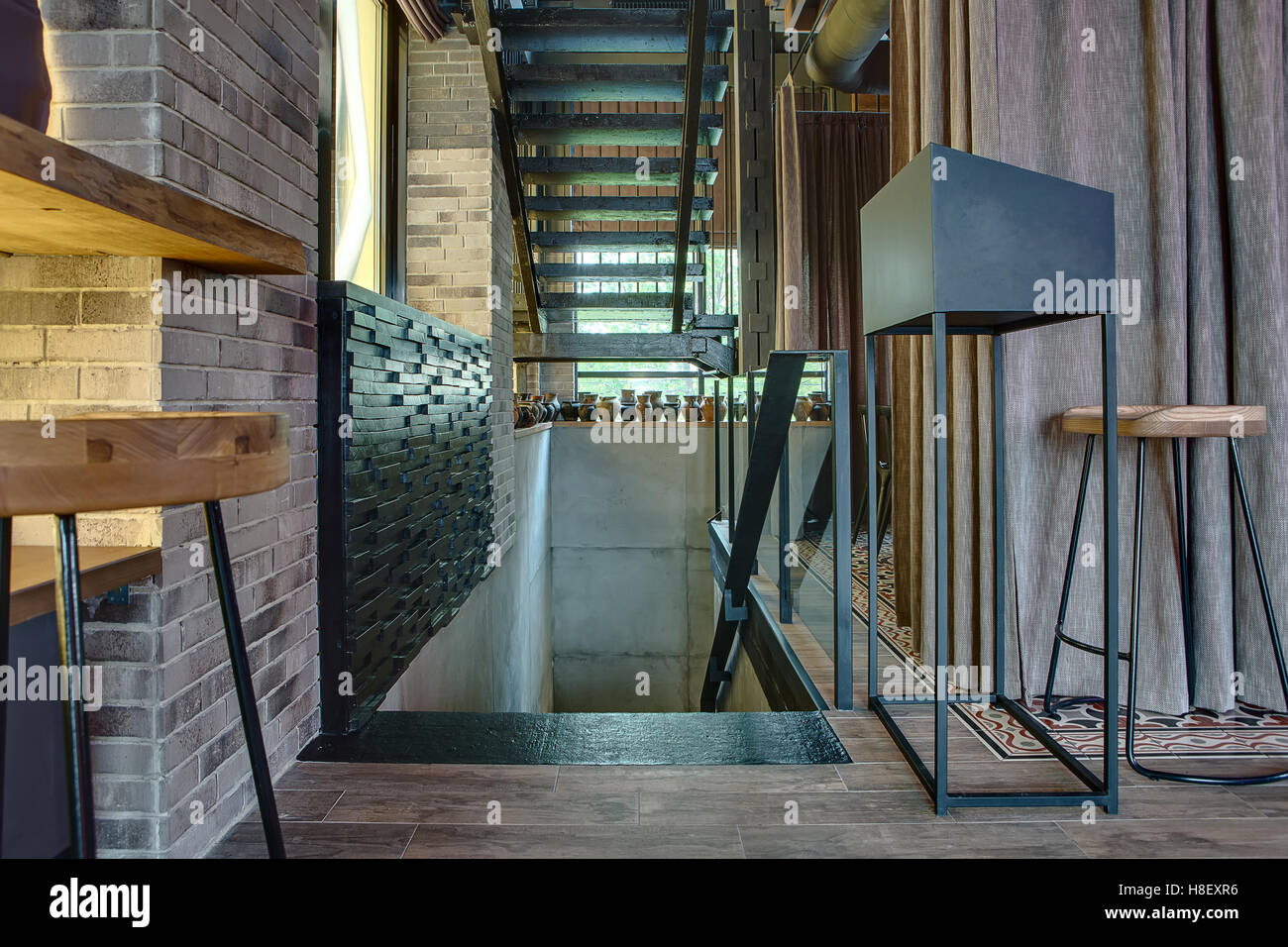 Stair in restaurant Stock Photo - Alamy