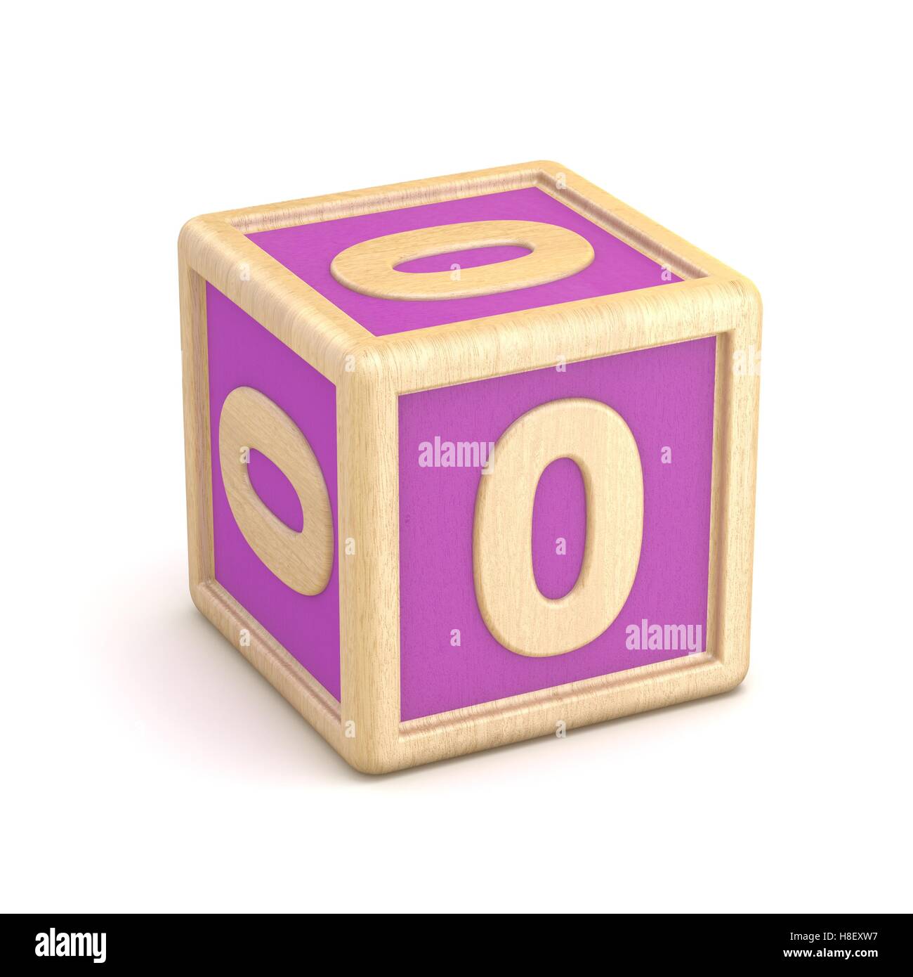 Number 0 ZERO wooden alphabet blocks font rotated. 3D render ...