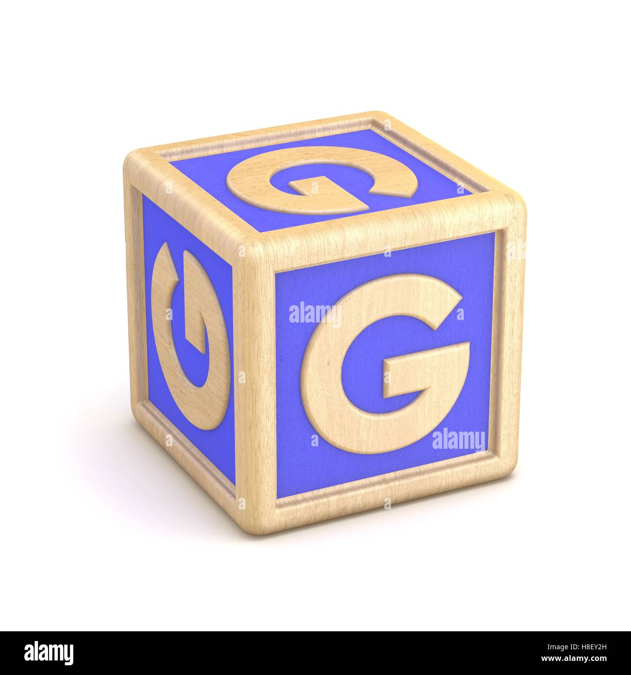 Letter G wooden alphabet blocks font rotated. 3D render illustration ...