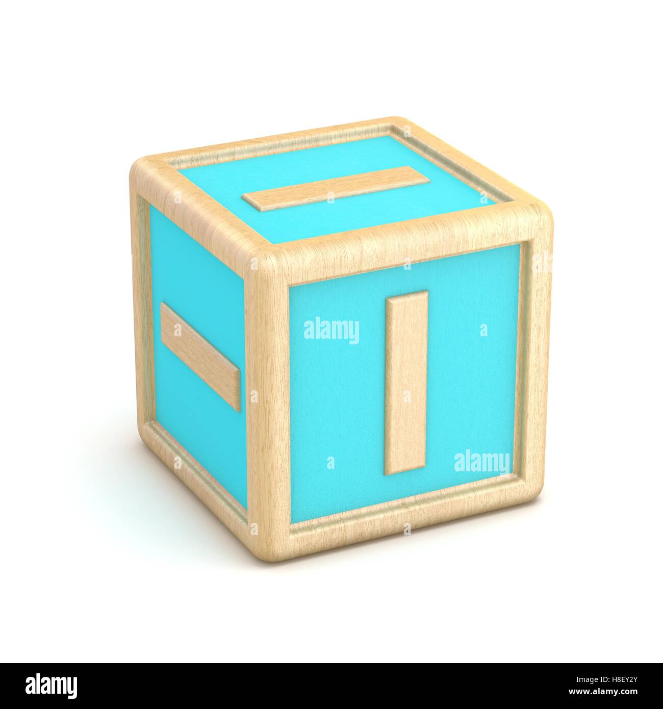 Letter I wooden alphabet blocks font rotated. 3D render illustration ...