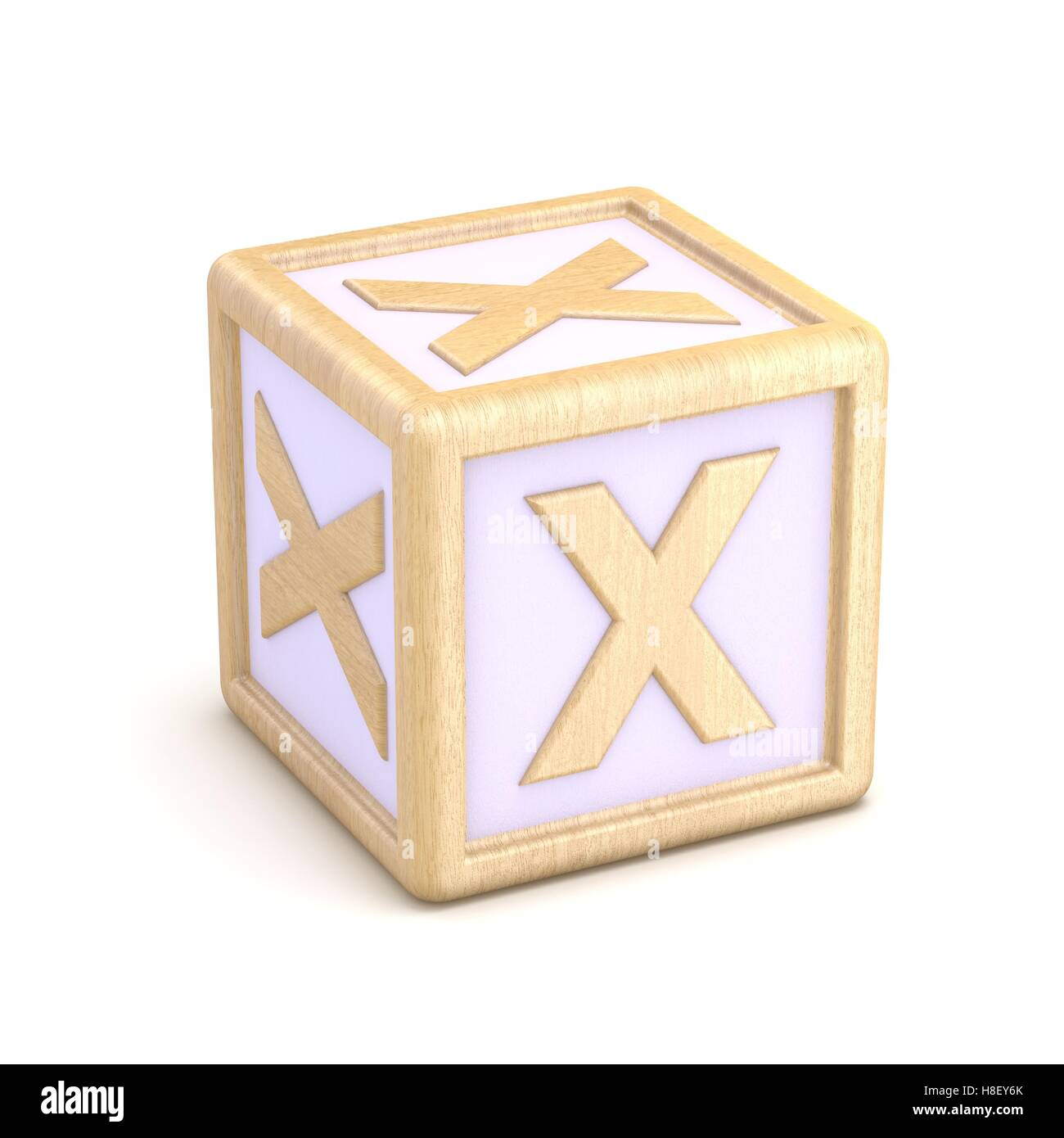 Letter X wooden alphabet blocks font rotated. 3D render illustration ...