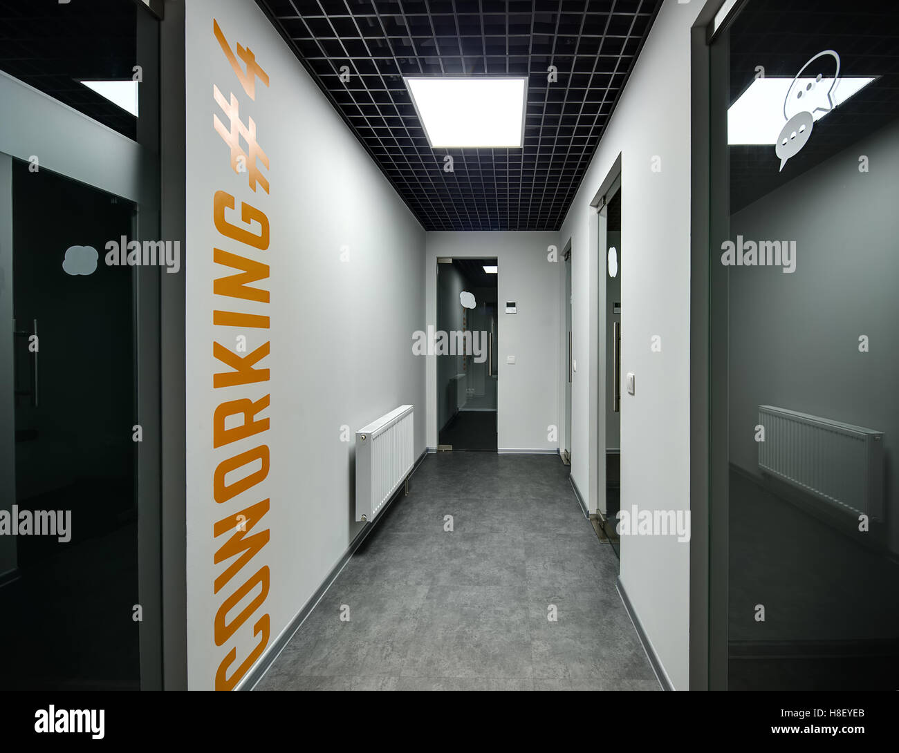 Corridor with doors Stock Photo - Alamy