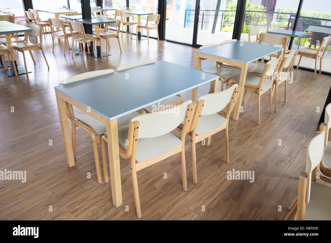 Tables And Chair In Empty Cafe, restaurant, fast food and coffee shop ...