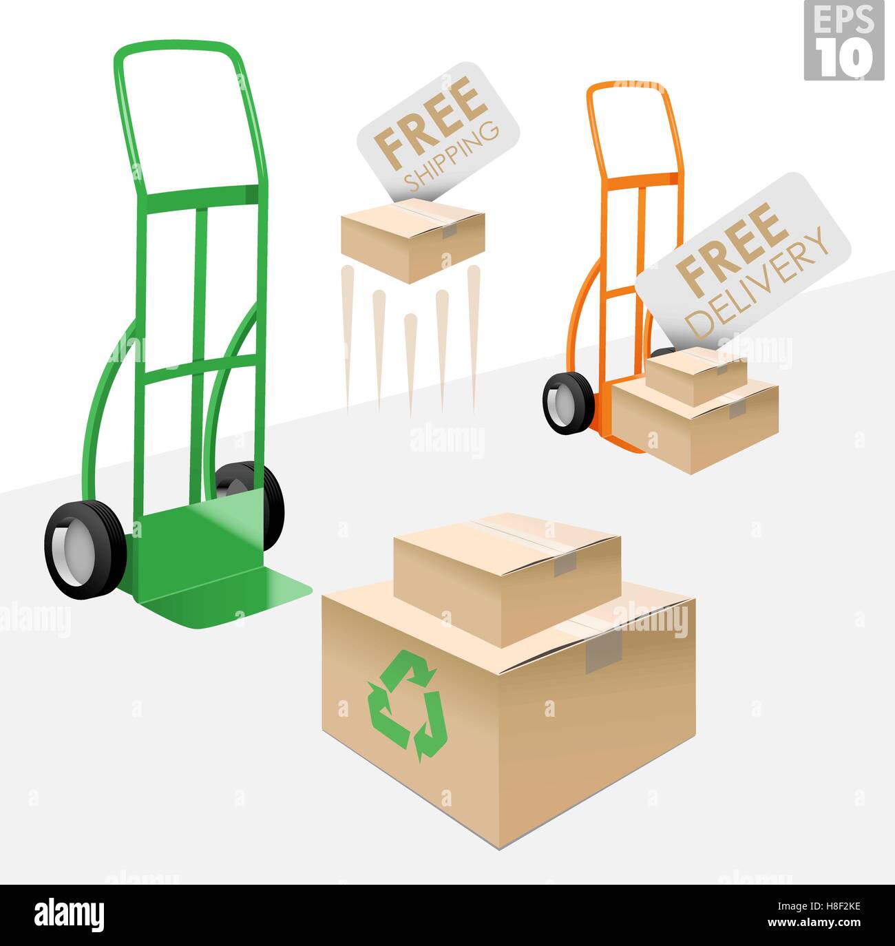 Wheeled cart with delivery boxes, hauling cart Stock Vector Image & Art ...