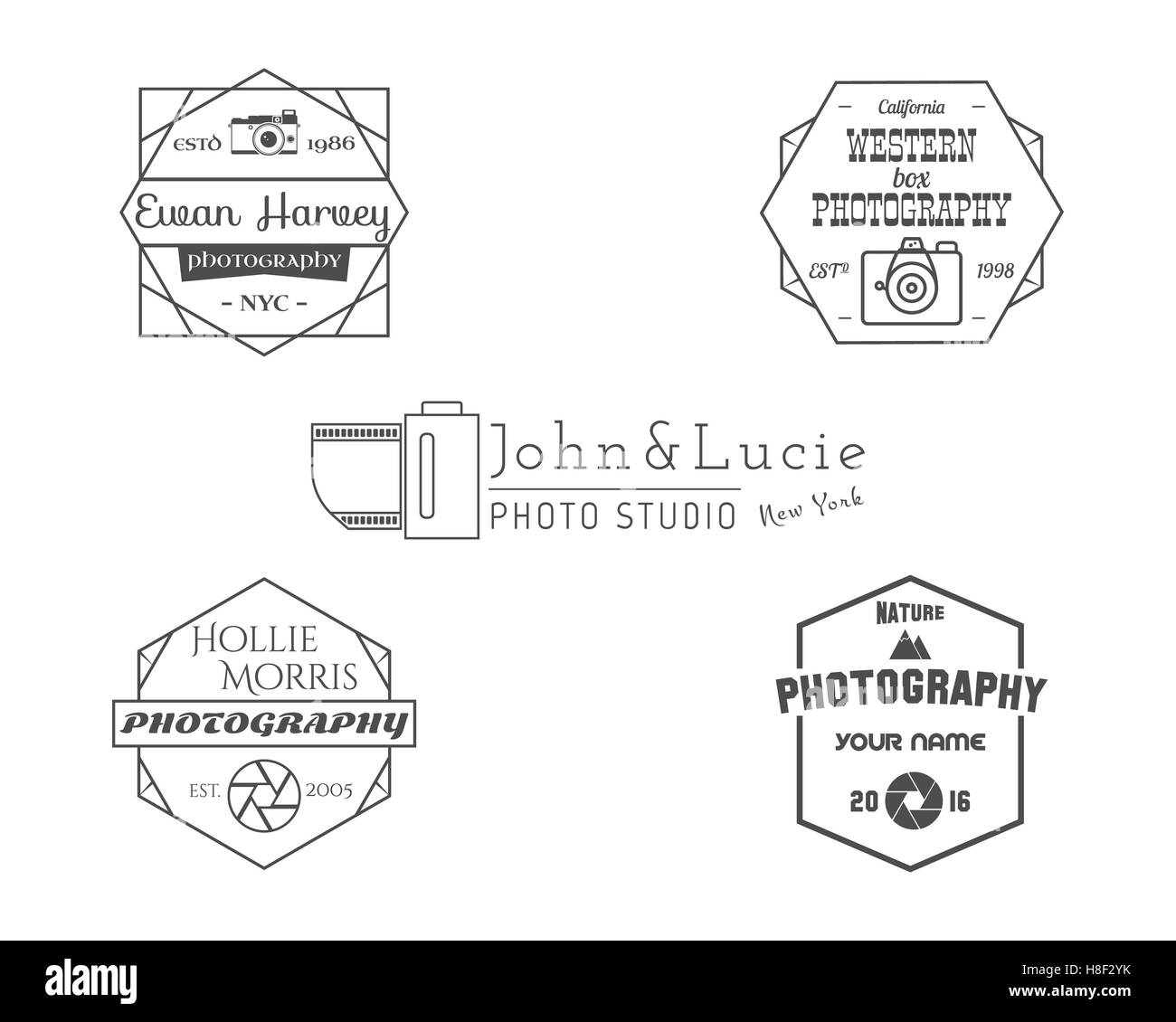 Vintage Photography Badges, Labels. Monochrome design with stylish old ...