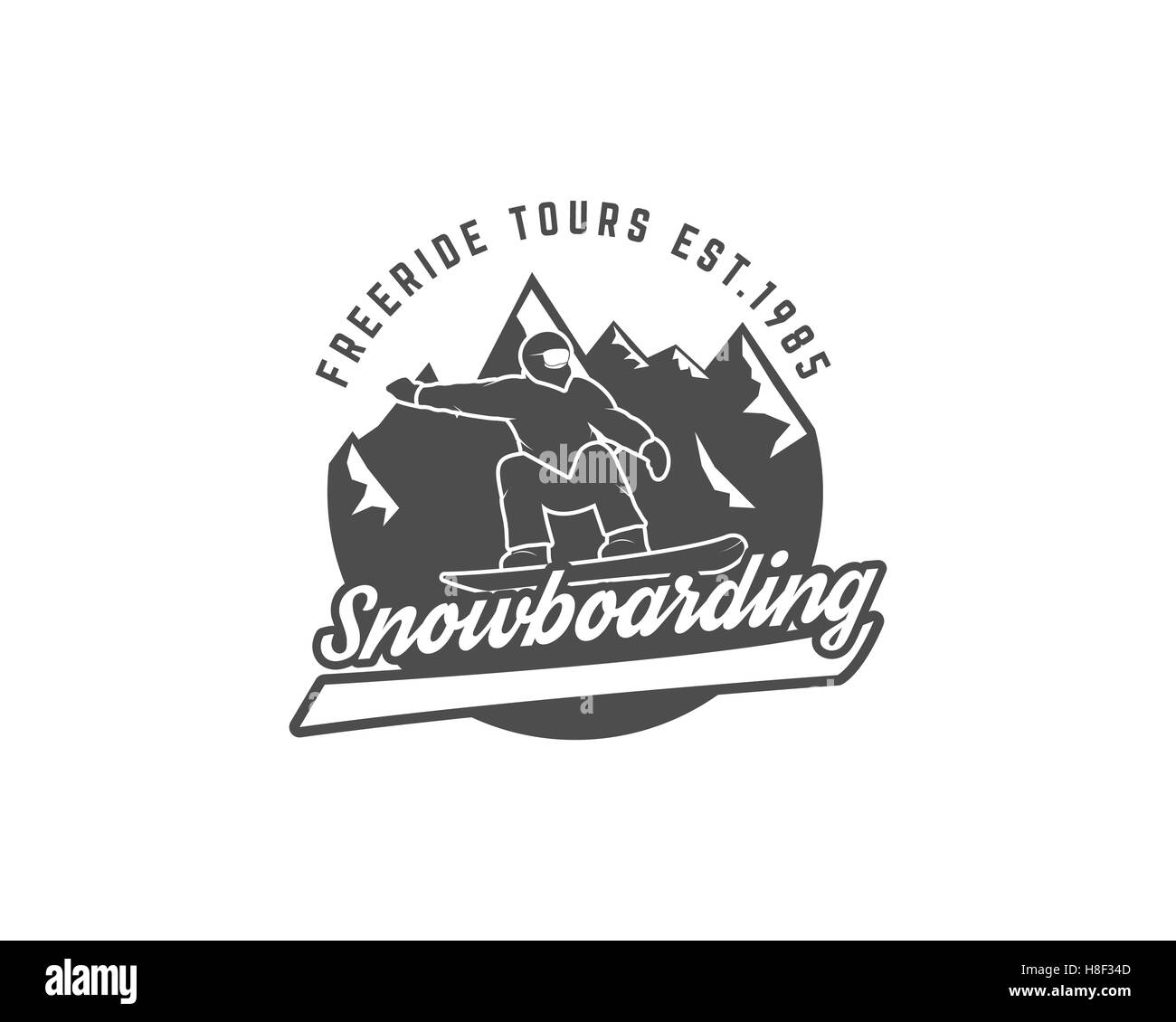 Snowboarding logo and label template. Winter freeride tours badge ...