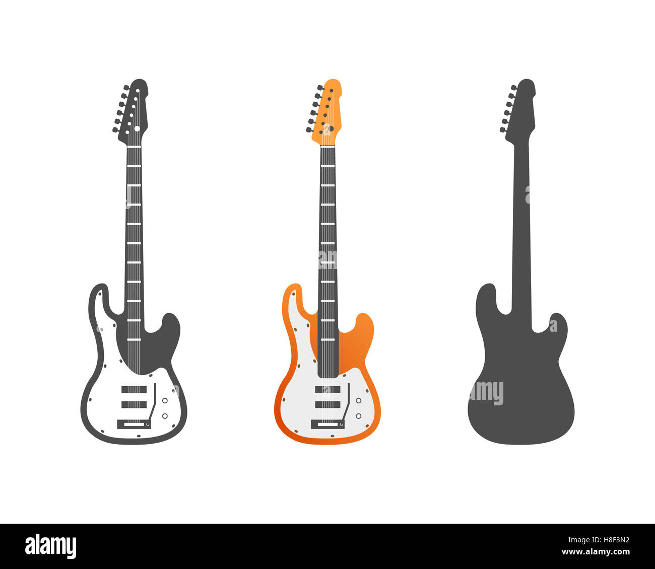 Electric guitars icons set. Musical instrument symbols illustration ...