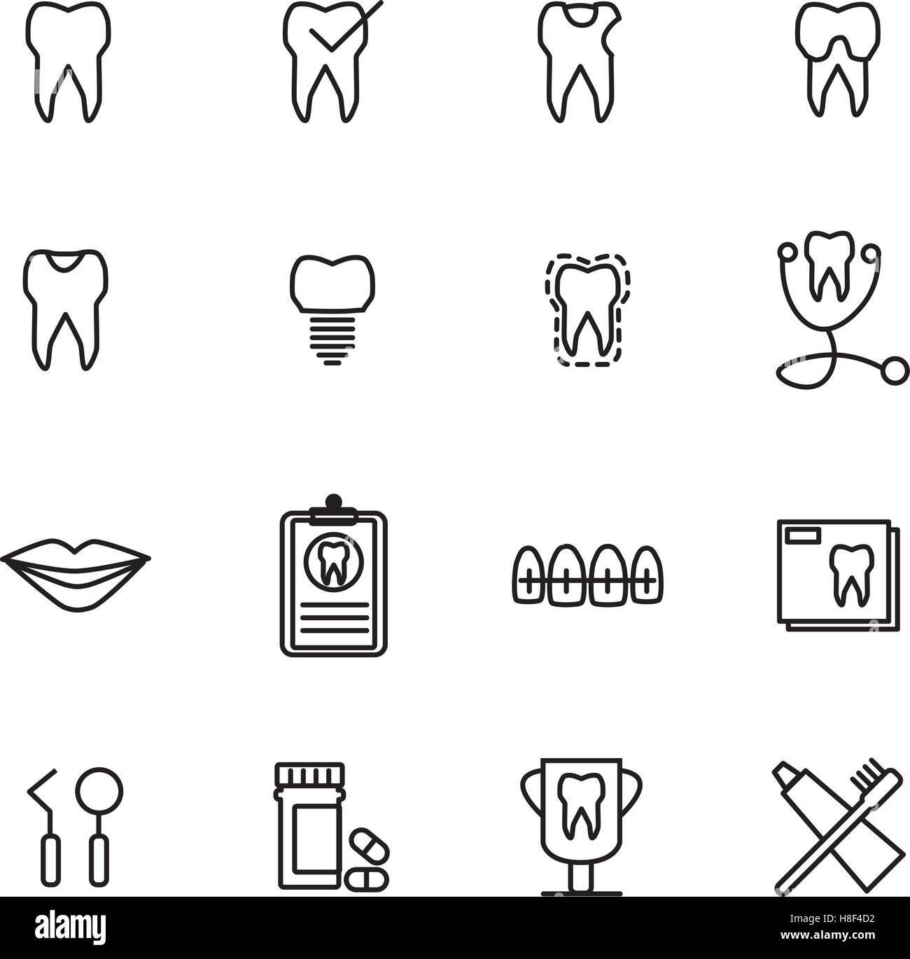 Various dental vector icons Stock Vector Image & Art - Alamy