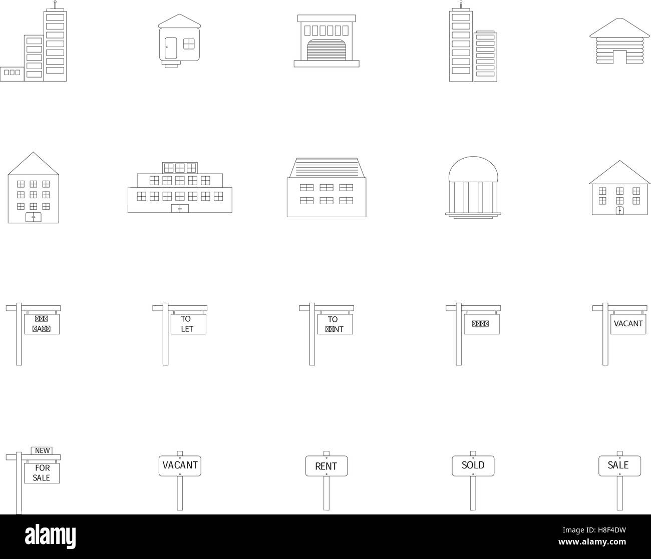 Various property icons Stock Vector Image & Art - Alamy