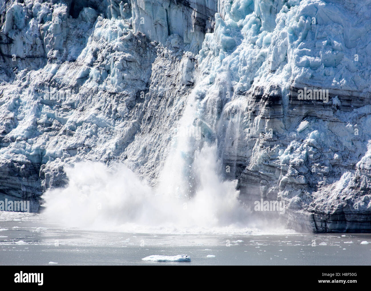 Falling ice off the glacier in Glacier Bay national park Stock Photo ...