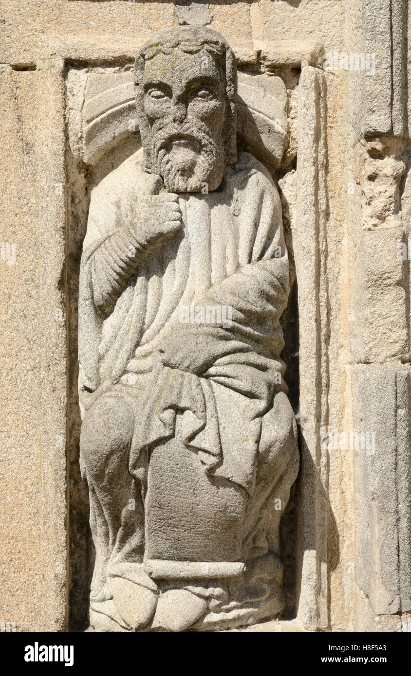 Sculpture at the Door of Forgiveness in the cathedral of Santiago de ...