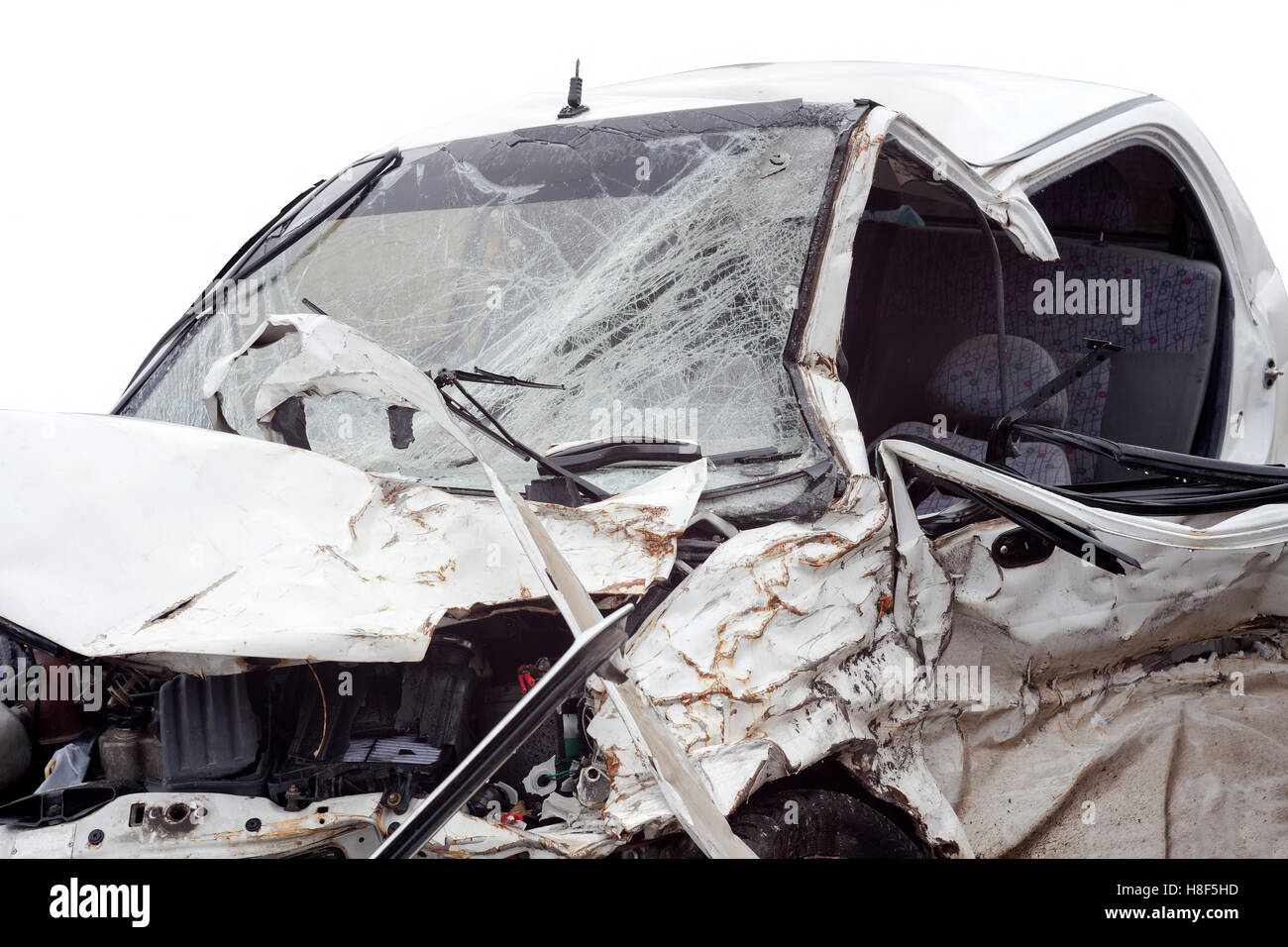 wrecked car in accident Stock Photo - Alamy