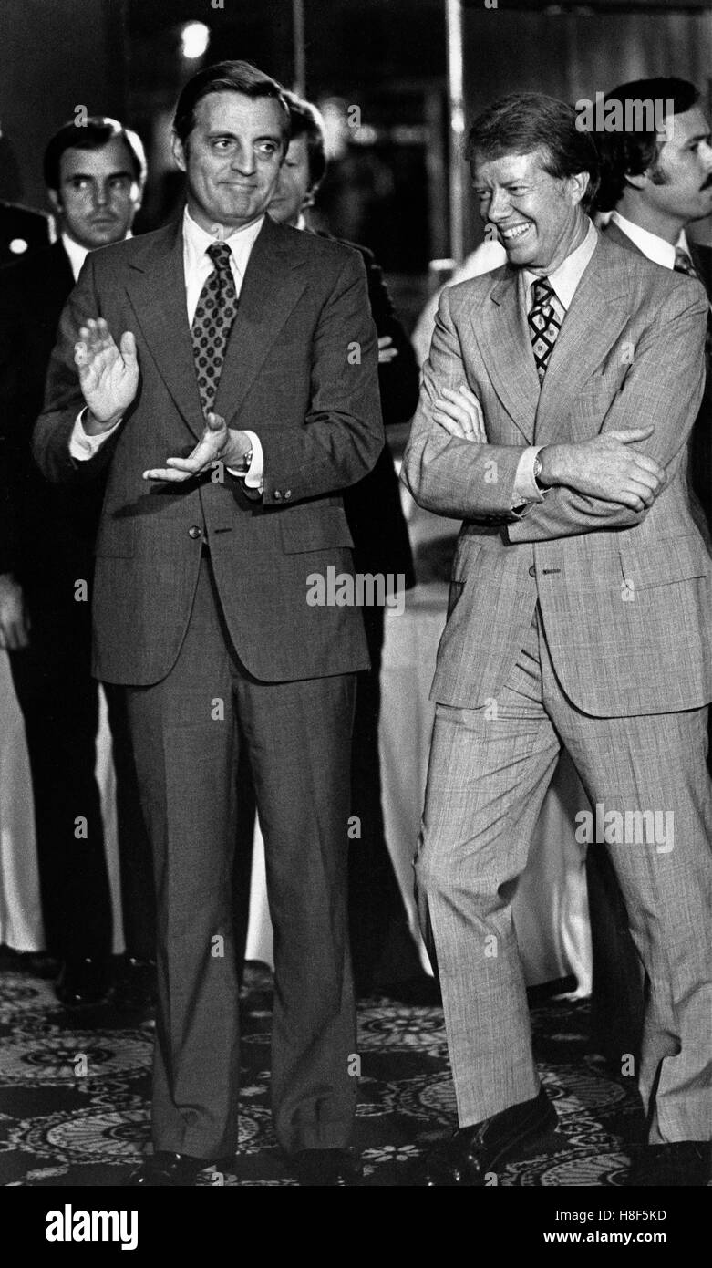 Vice President Walter Mondale laughs with President Jimmy Carter ...