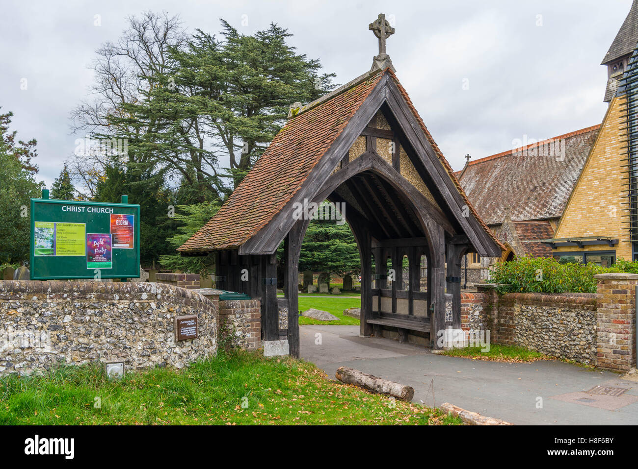 The lych-gate at Christ Church, Chorley Wood, Hertfordshire, England ...