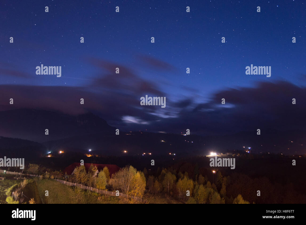 Nightfall over beautiful autumn landscape Stock Photo - Alamy
