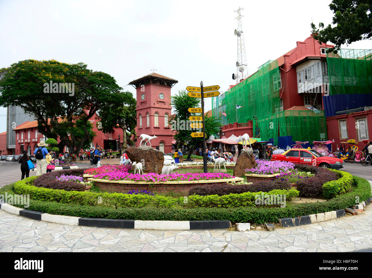 The Malacca clock tower behind the Dutch square in the old city of ...