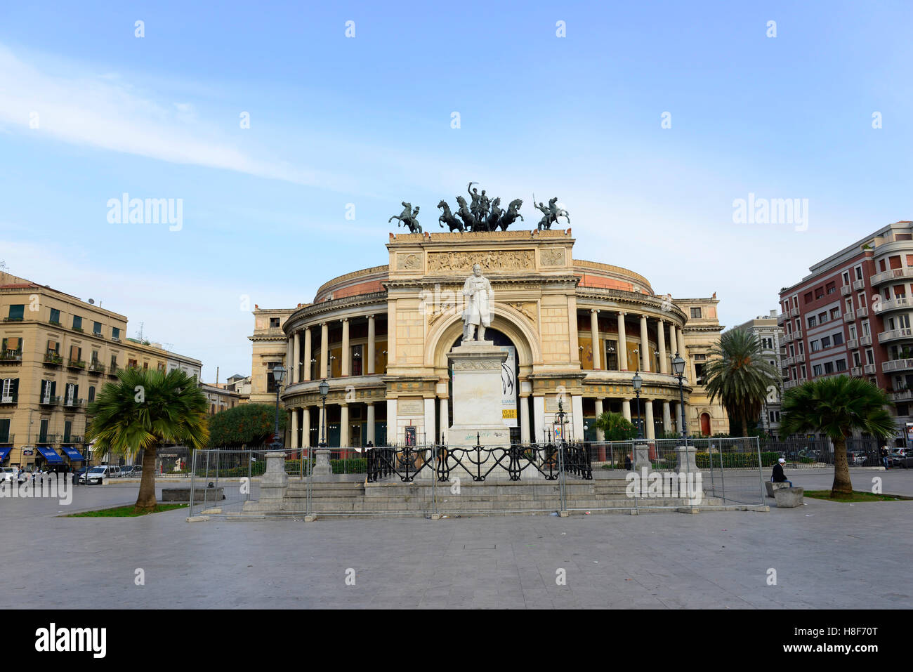 The beautiful Politeama theater in central Palermo, Sicily Stock Photo ...