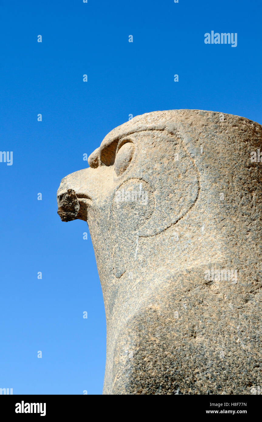 Statue of falcon-headed god Horus at Ptolemaic Cult Temple of Edfu ...