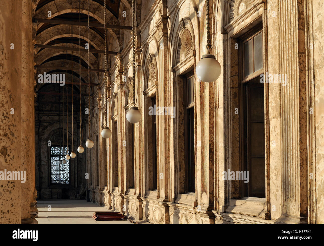 Round arcades surrounding open courtyard of Mosque of Muhammad Ali ...