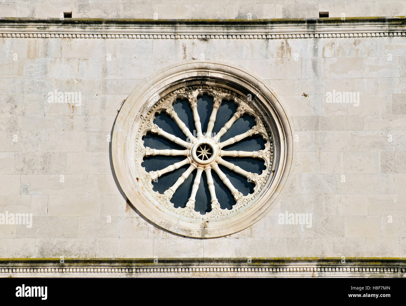 Rose or Catherine window, St Mary's Church, Crkva svete Marije, in Zadar, Dalmatia, Croatia ...