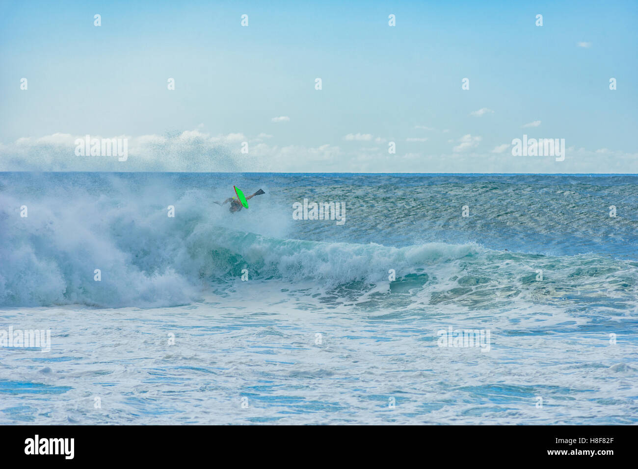 Bodyboarder flips at Banzai Pipeline, Ehukai Beach Park in Pupukea on ...