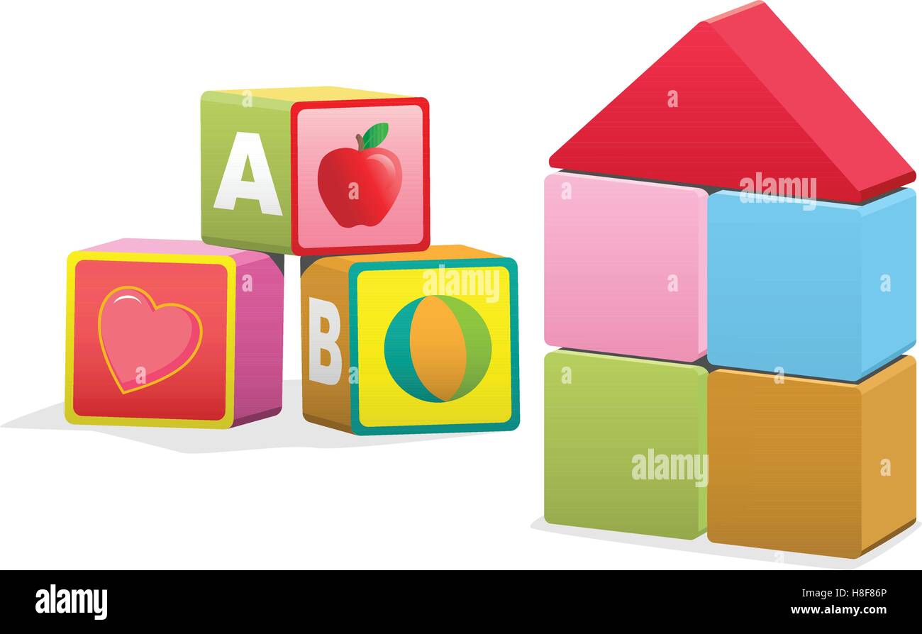 Baby building blocks, with ABC's, images, and blank Stock Vector Image ...