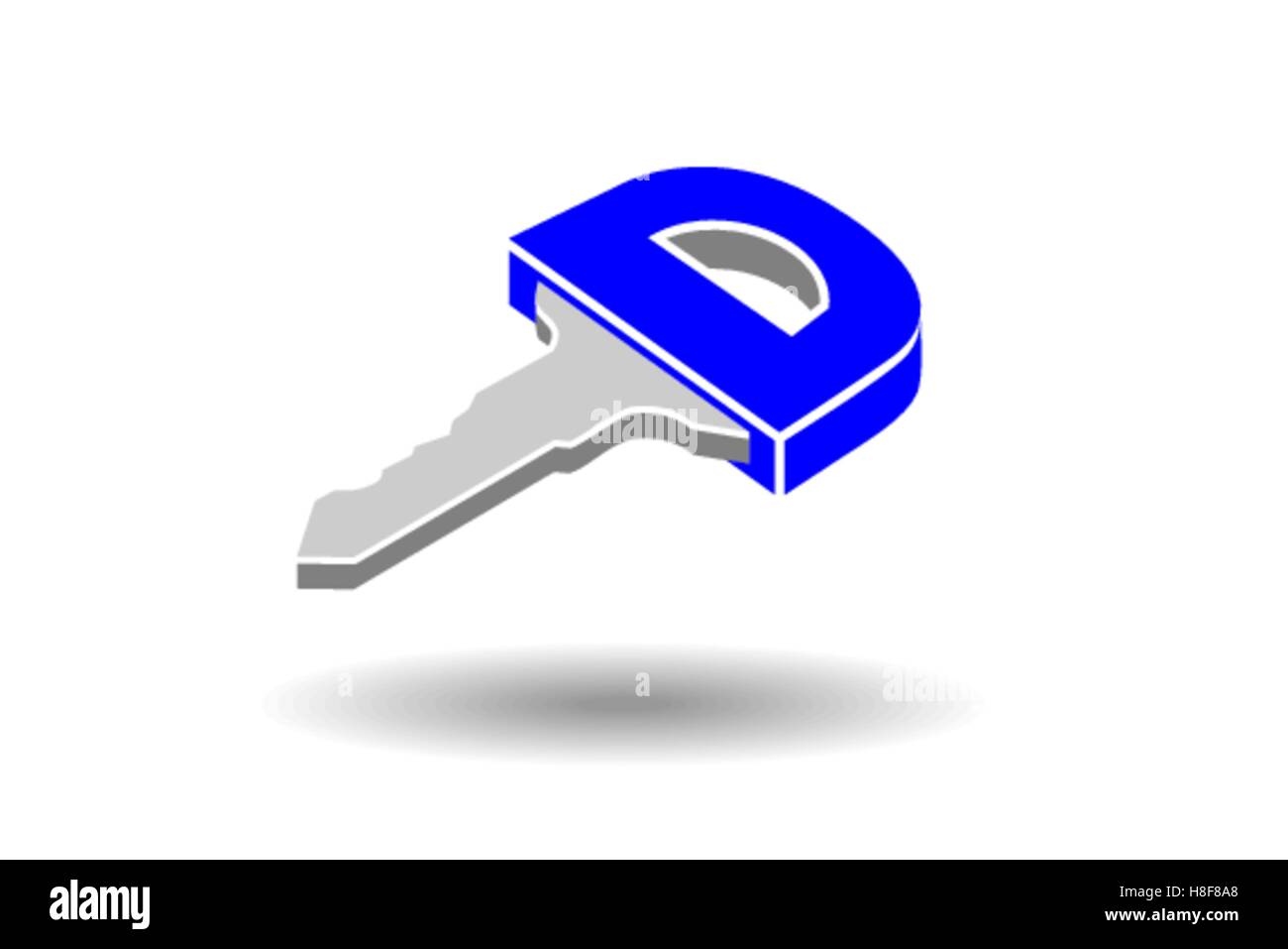 Vector illustration 3D key symbol logo Stock Vector Image & Art - Alamy