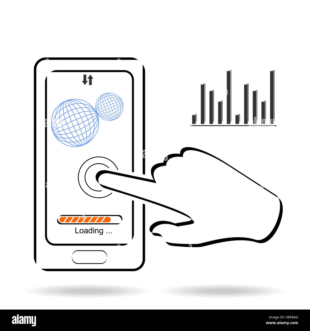 Smart phone touchscreen application and mobile connection vector ...